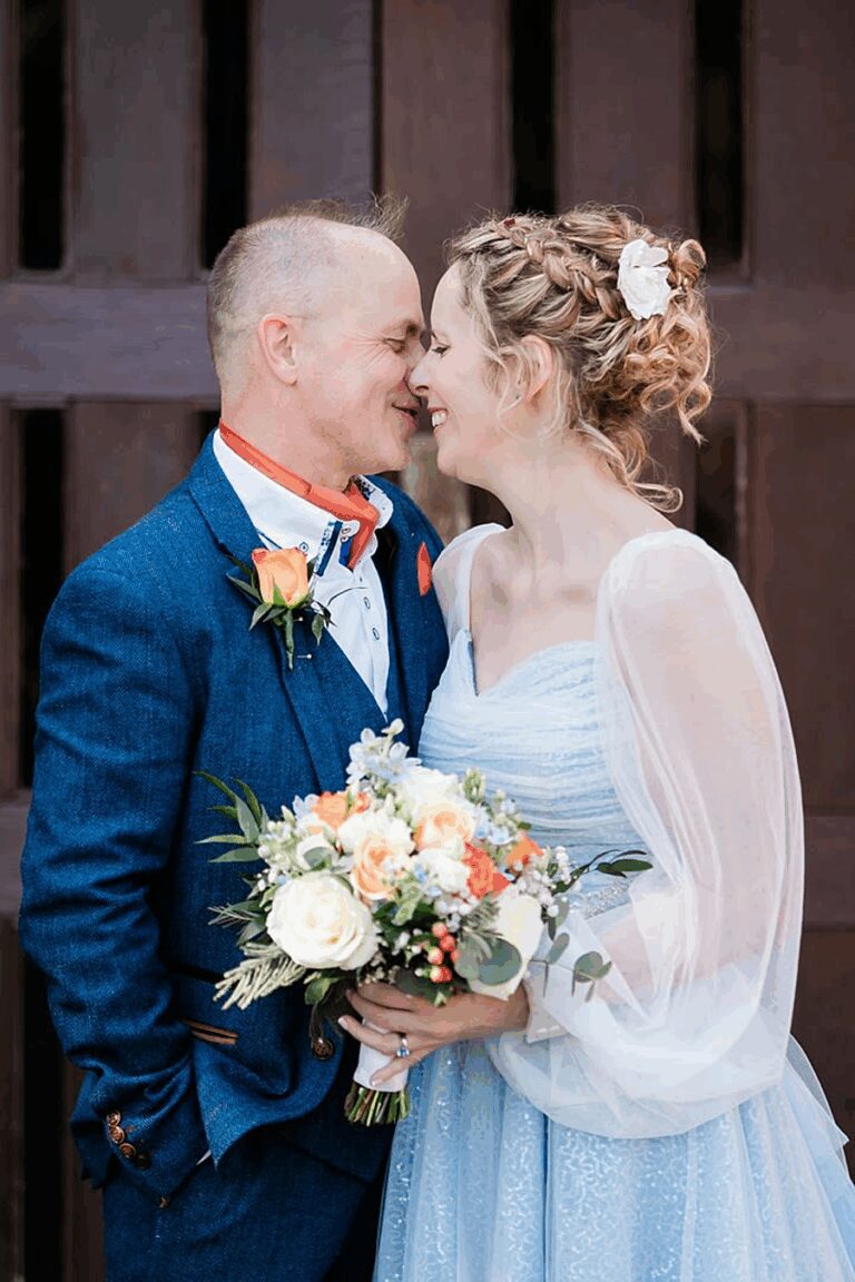 Blue Wedding Dress with Sleeves - Felicity Westmacott